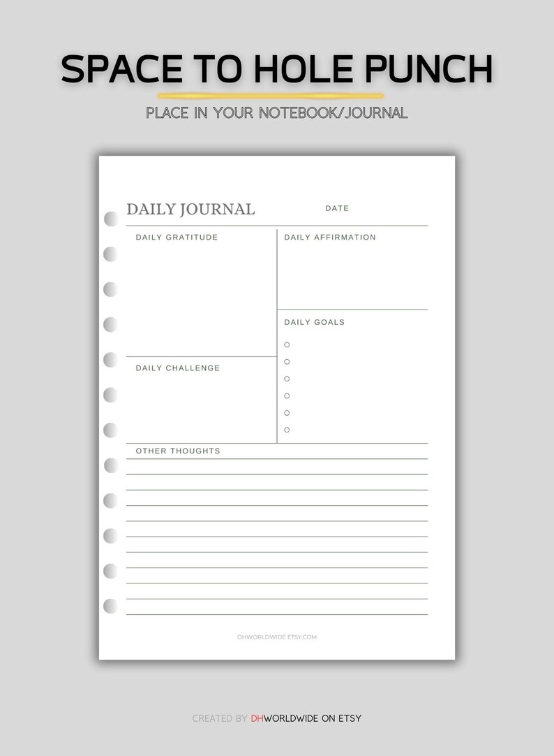 Daily Journal, Instant Download, Daily Review, Daily Summary, Printable ...