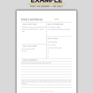 Daily Journal, Instant Download, Daily Review, Daily Summary, Printable ...