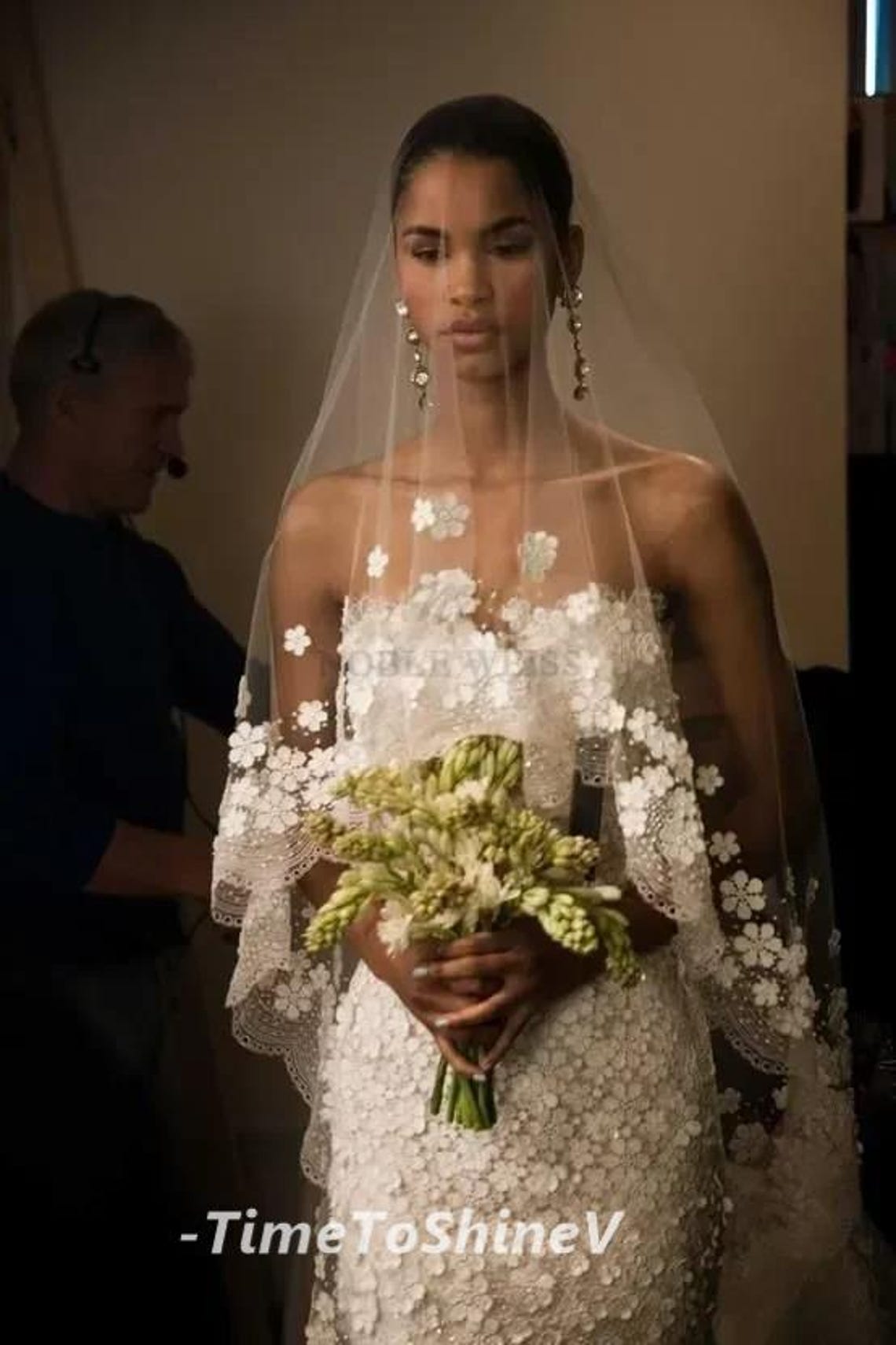 Bridal Veil 3D Flowers/ Long Wedding Veil/ Mantilla Wedding Accessories ...