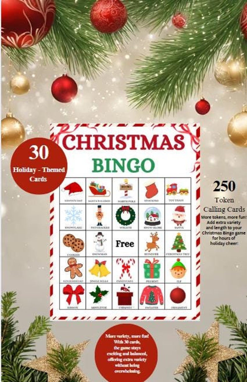 Christmas Bingo Printable 30 Unique Cards for Holiday Fun & Festive ...
