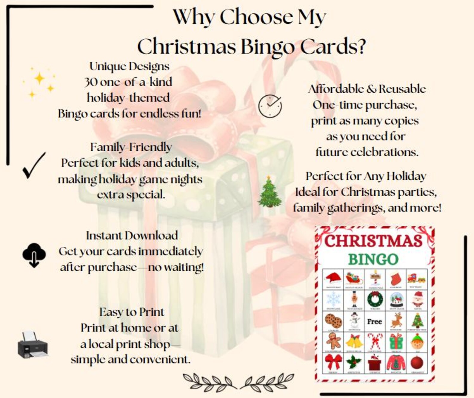 Christmas Bingo Printable – 30 Unique Cards for Holiday Fun & Festive ...