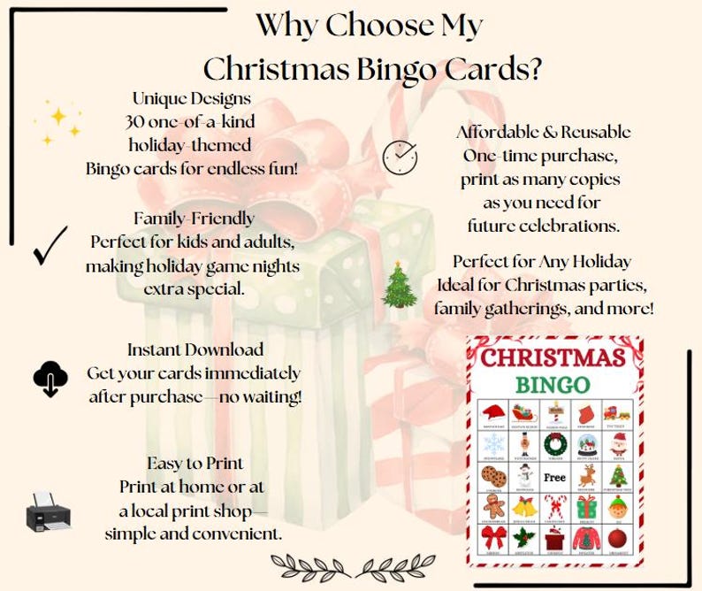 Christmas Bingo Printable 30 Unique Cards for Holiday Fun & Festive ...