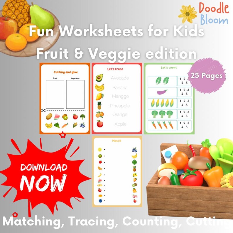 25 Printable Fruit & Vegetable Flashcards for Toddlers Matching ...