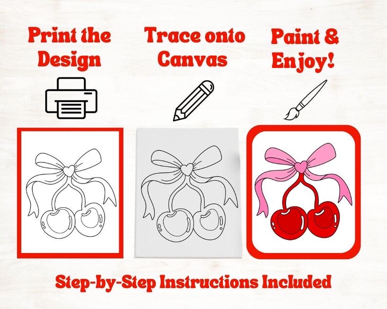 Coquette Cherry Girls Night Activity: Paint Kits or Coloring Pages ...