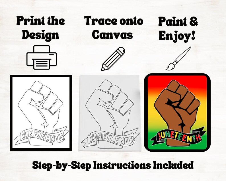 Juneteenth Power Fist: Paint Kits or Coloring Pages (digital Download ...