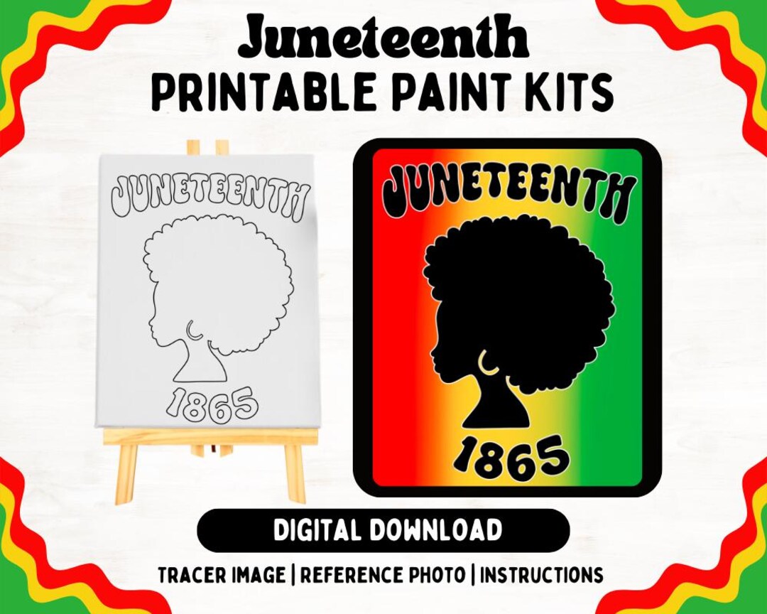 Juneteenth Afro Lady Paint Kits or Coloring Pages (digital Download) - Etsy