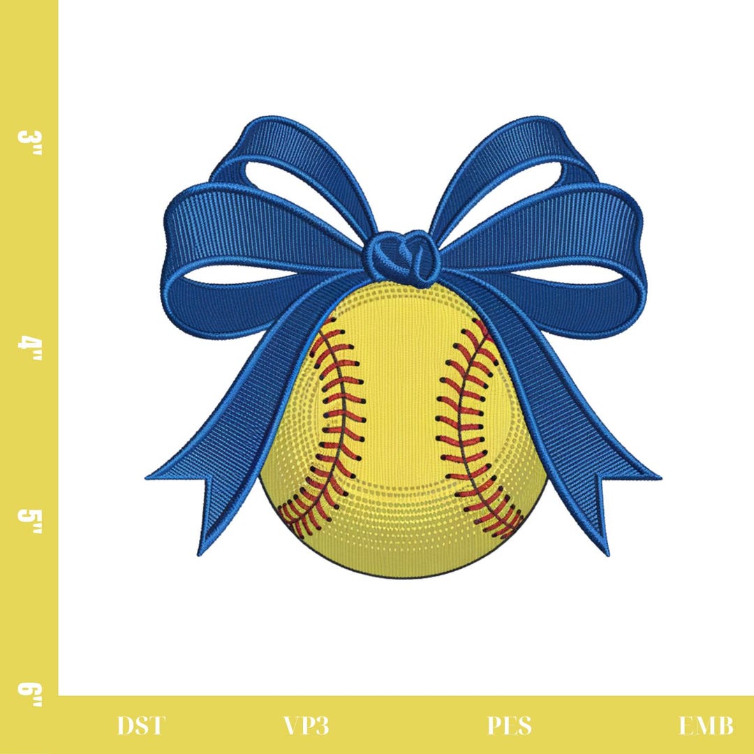 Retro Softball Bow Embroidery Design Coquette Bow Softball Sublimation ...