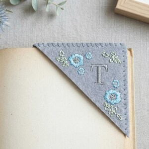 Personalized Embroidered Corner Bookmark, Initial Felt Bookmark ...