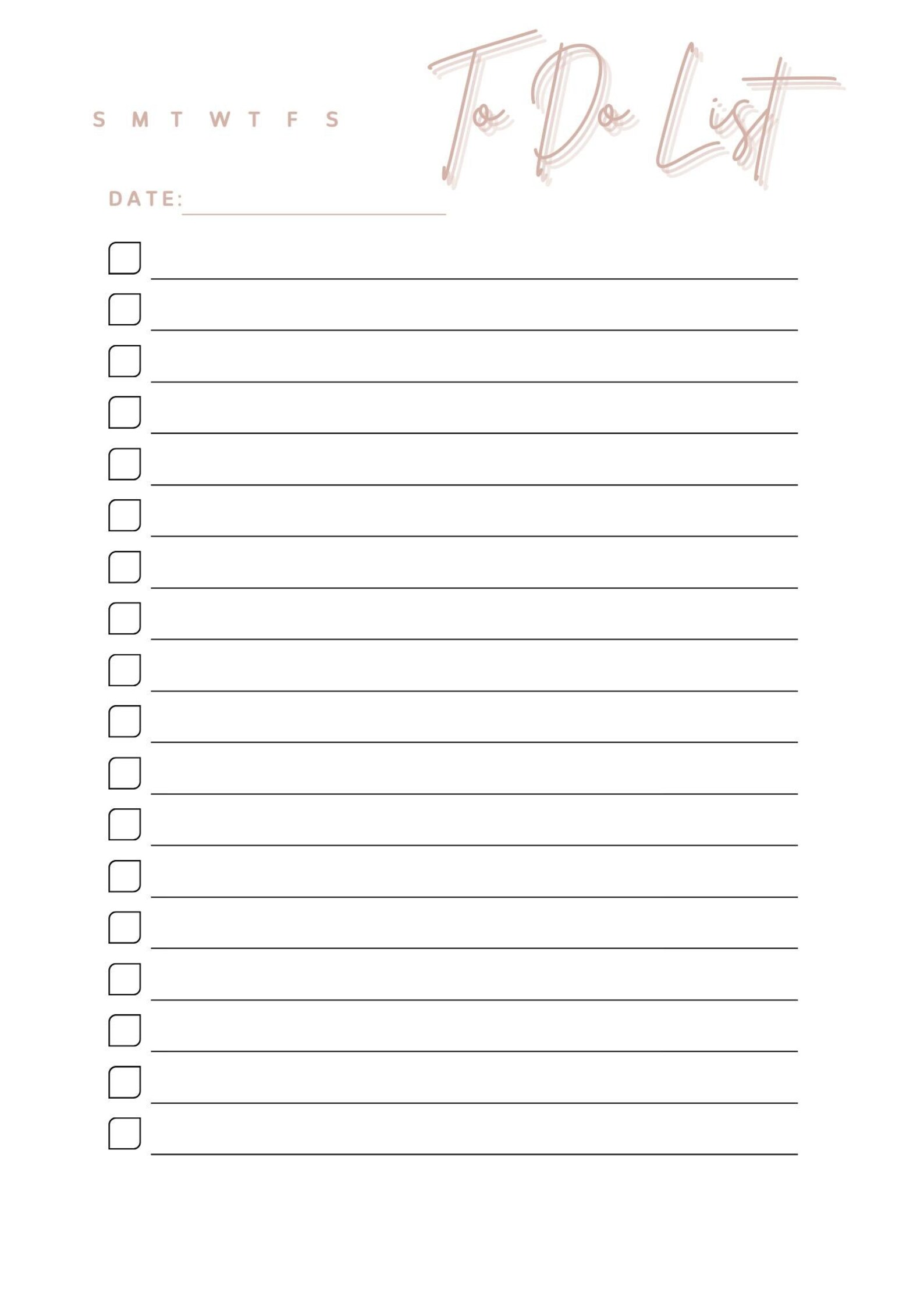 Minimalist to Do List Printable PDF | 3 Sizes - A4, Letter and A5 ...