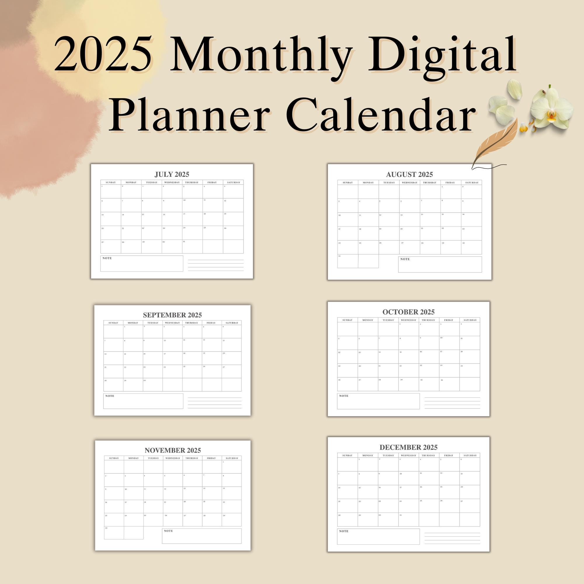 2025 Digital Planner,monthly Plan,calendar Printable,12 Month, for ...