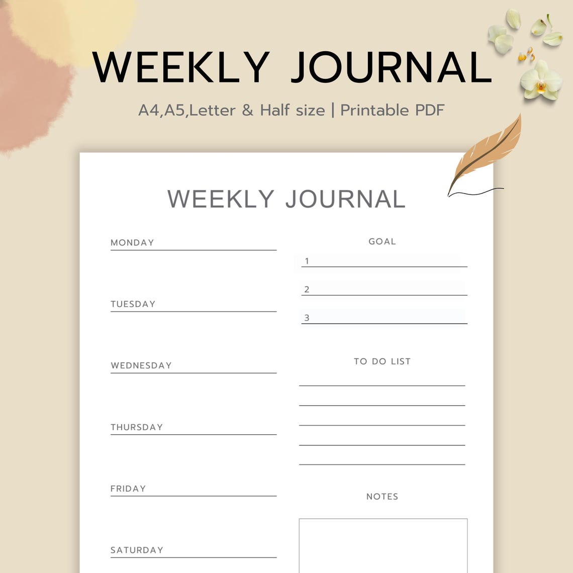 Weekly Journal Printable, Weekly Plan, Planner, Planner Template 2025 ...