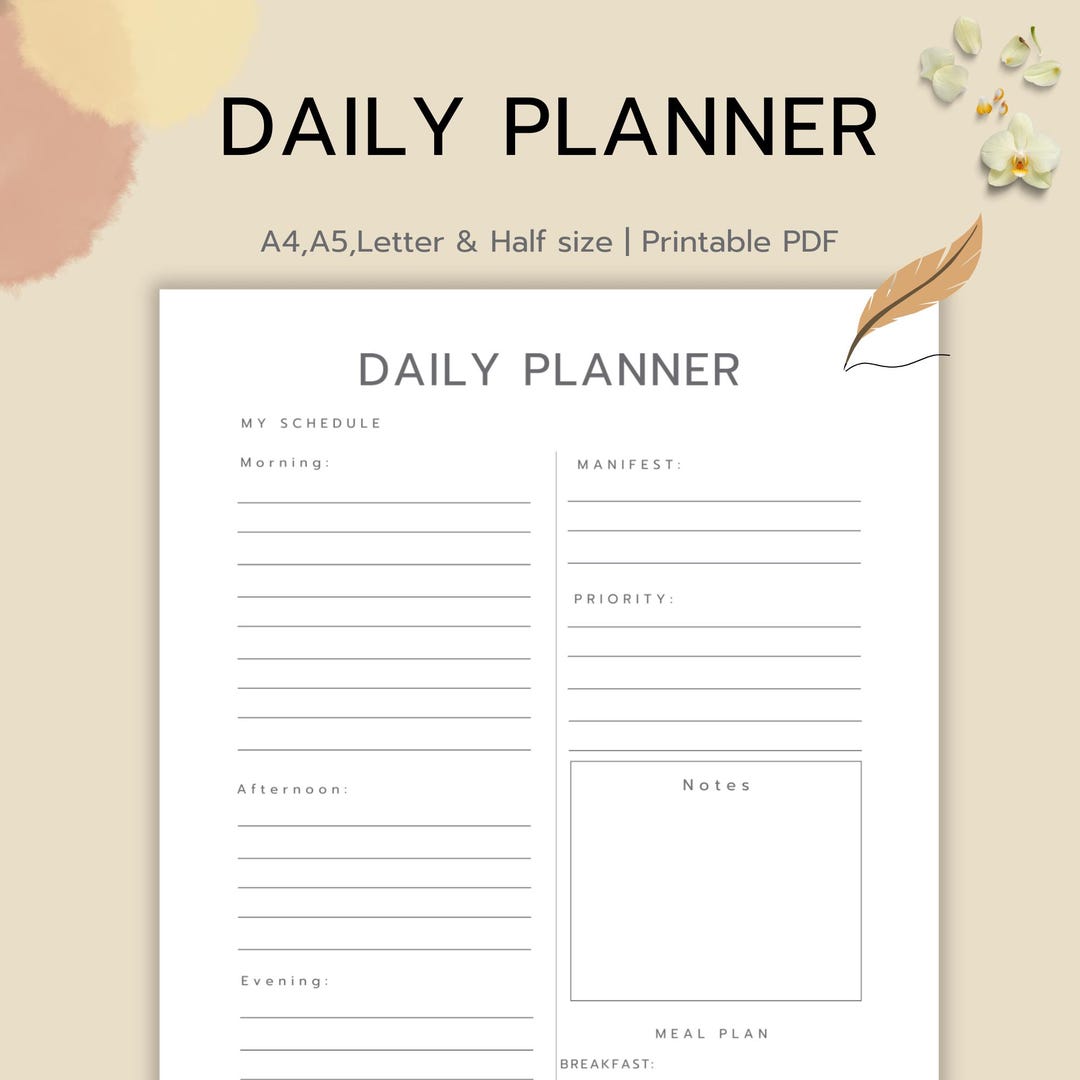 Daily Planner Printable, Daily Journal 2025, Digital Product - Etsy