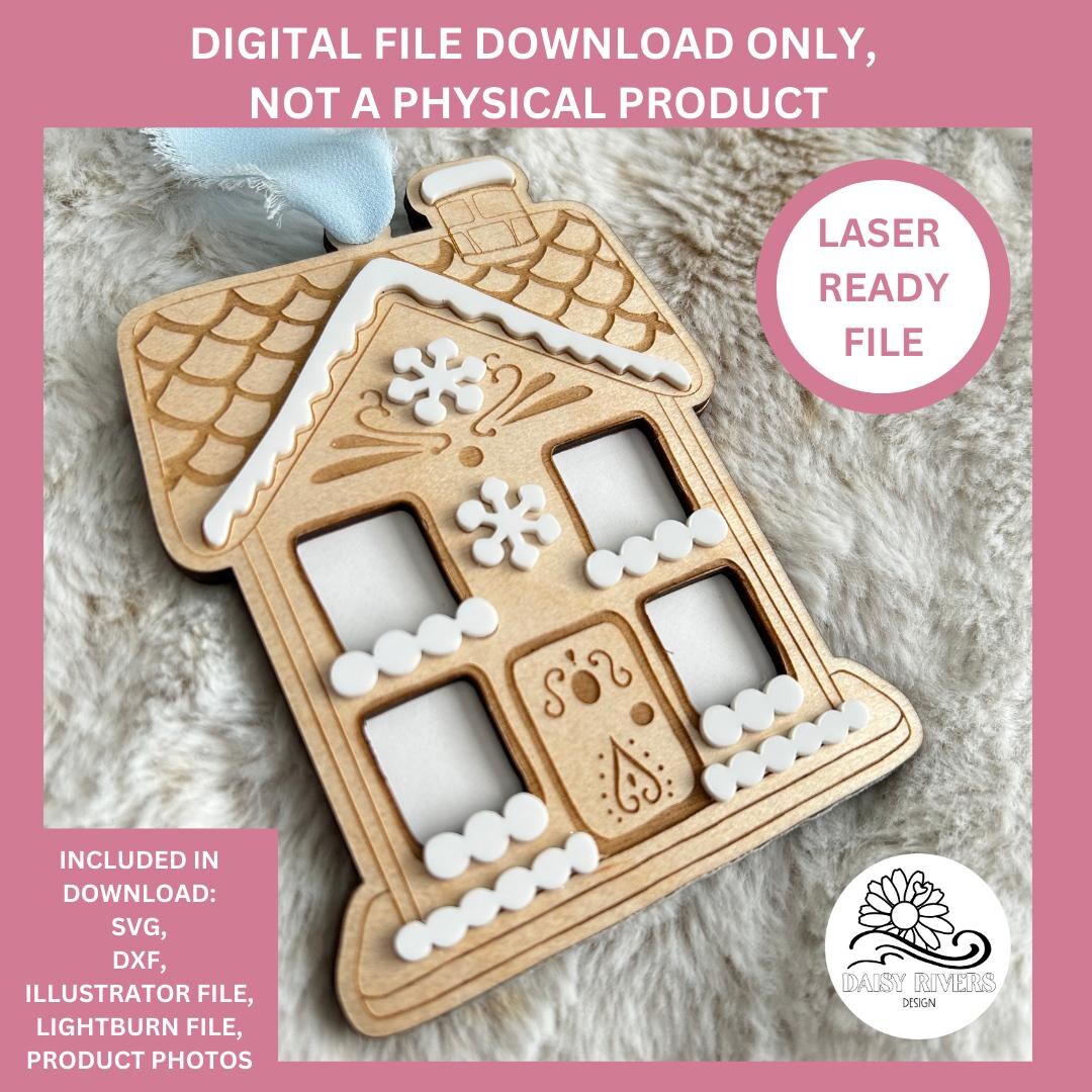 Gingerbread House Photo Frame Ornament, Laser Cut Files (SVG, DXF) - Etsy