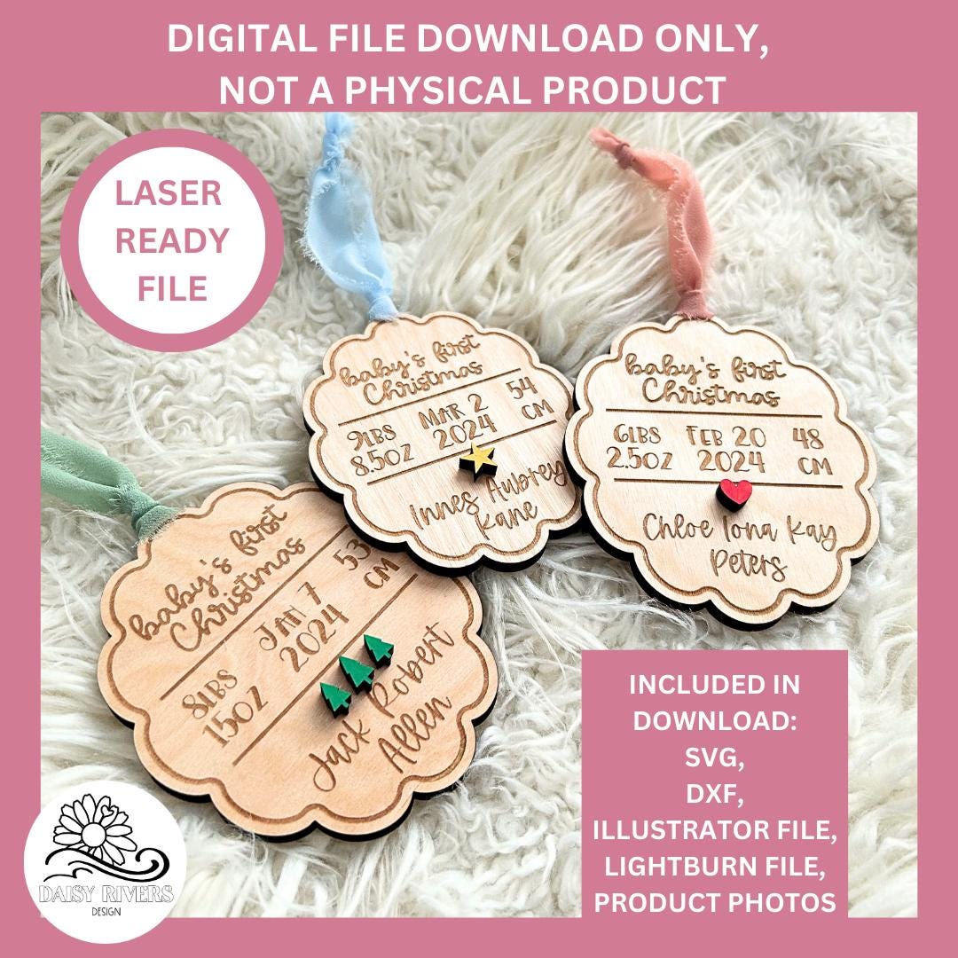 Baby Birth Stats Christmas Ornament SVG, Dfx,.ai, Baby Birth Ornament ...