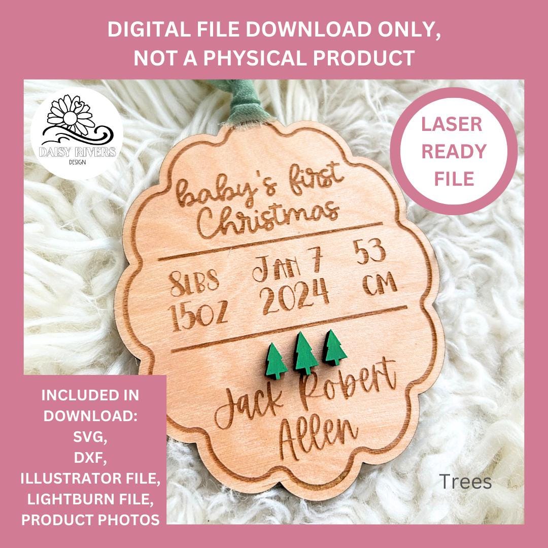 Baby Birth Stats Christmas Ornament SVG, Dfx,.ai, Baby Birth Ornament ...