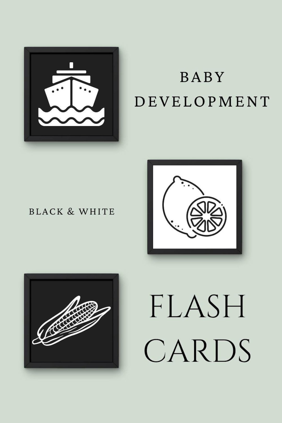 Printable Black and White Baby Flash Cards (5.5'X5.5'), Objects for ...