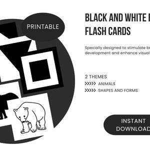 52 Black & White Baby Flash Cards for Brain Development, Printable ...