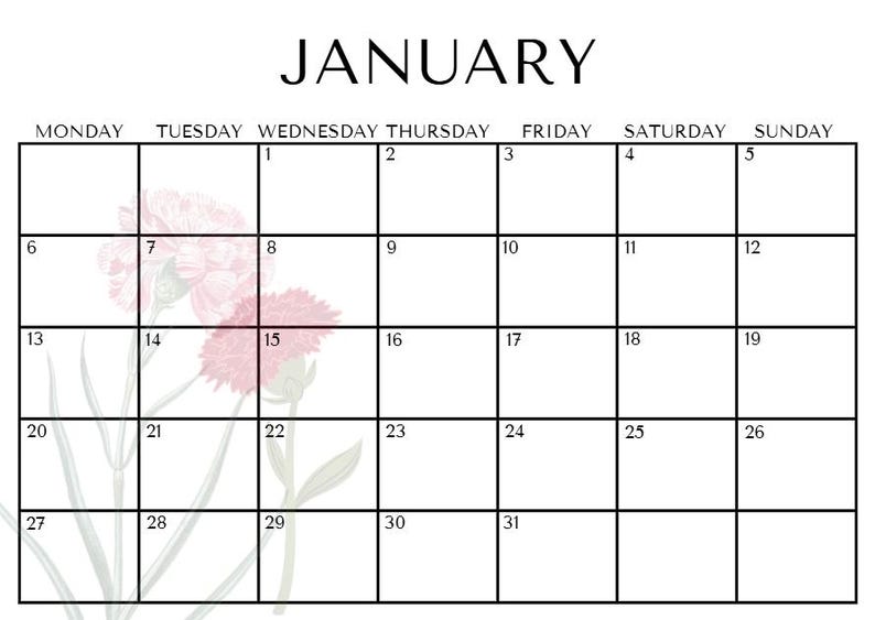 2025 Flower Themed Calendar, Printable 2025 Calendar, Flower by Month ...