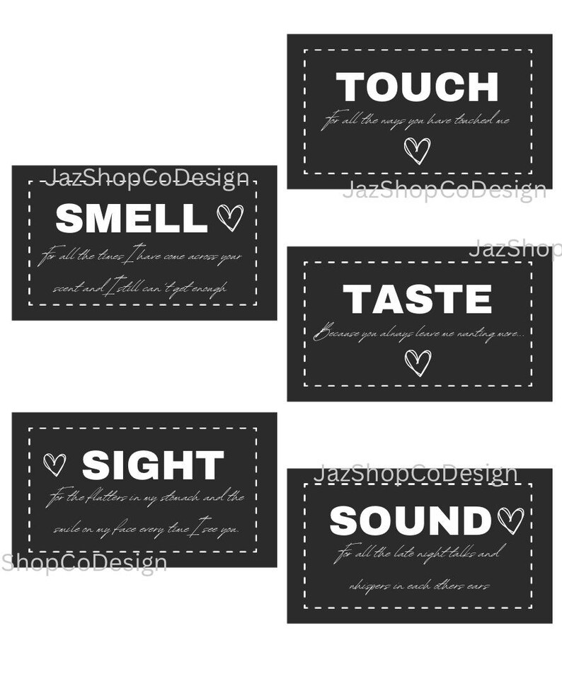 Digital Download Gift Label 5 Senses, Birthday/valentines/christmas ...