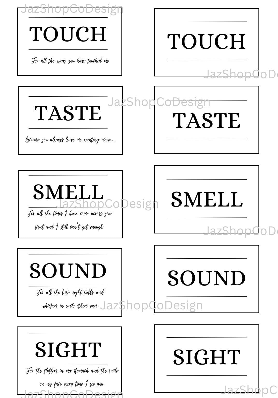 Digital Download Gift Label 5 Senses, Birthday/valentines/christmas ...