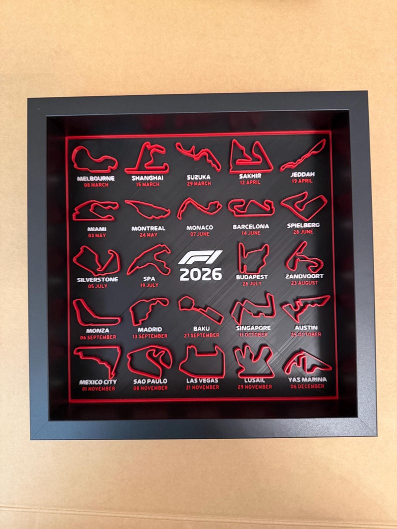 F1 Circuit Map 2026 - Every Track Display - Formula 1 Wall Decor ...