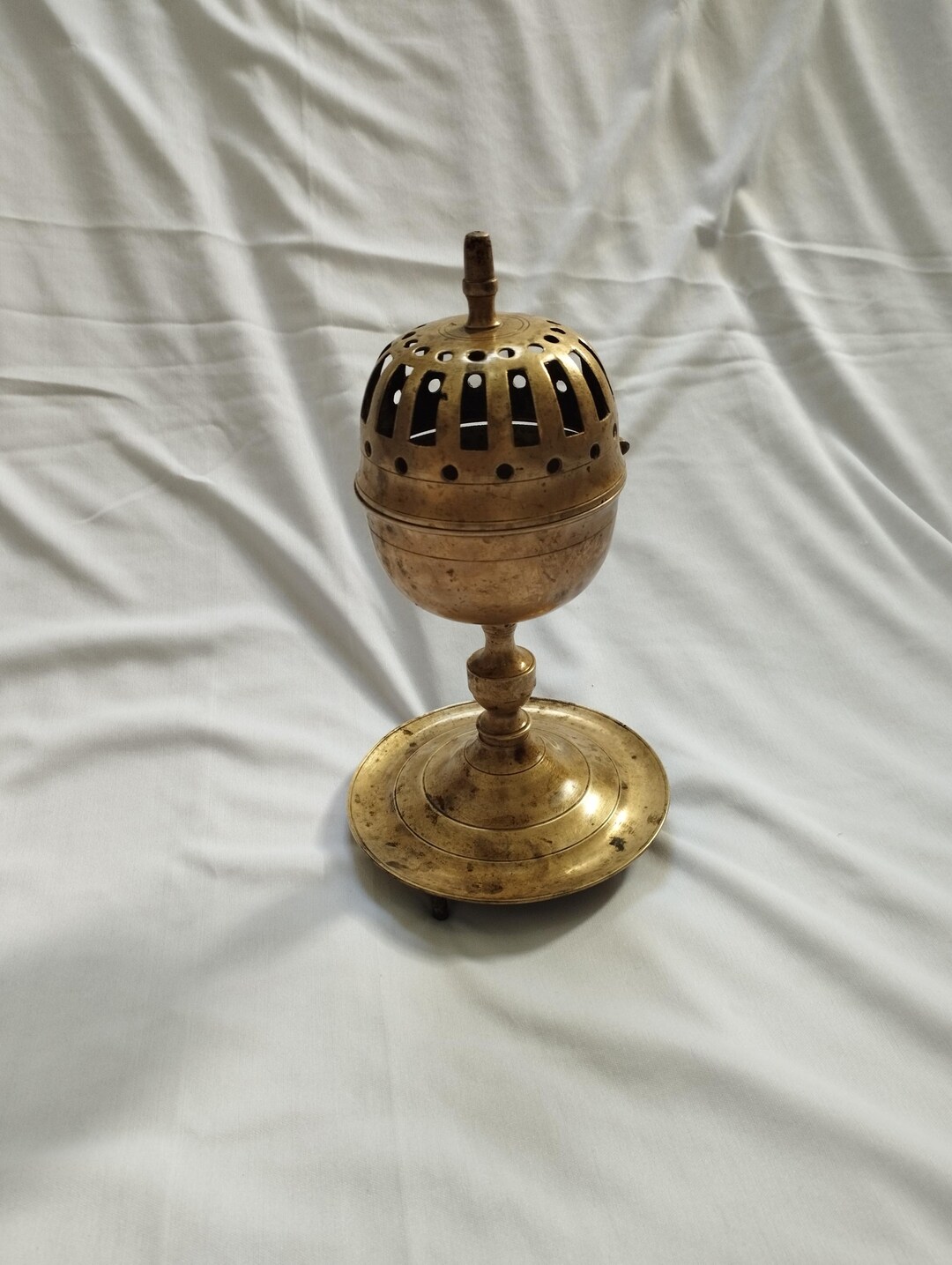 Vintage Etched Brass Incense Bowl With Lid It is Made Entirely of Pure ...