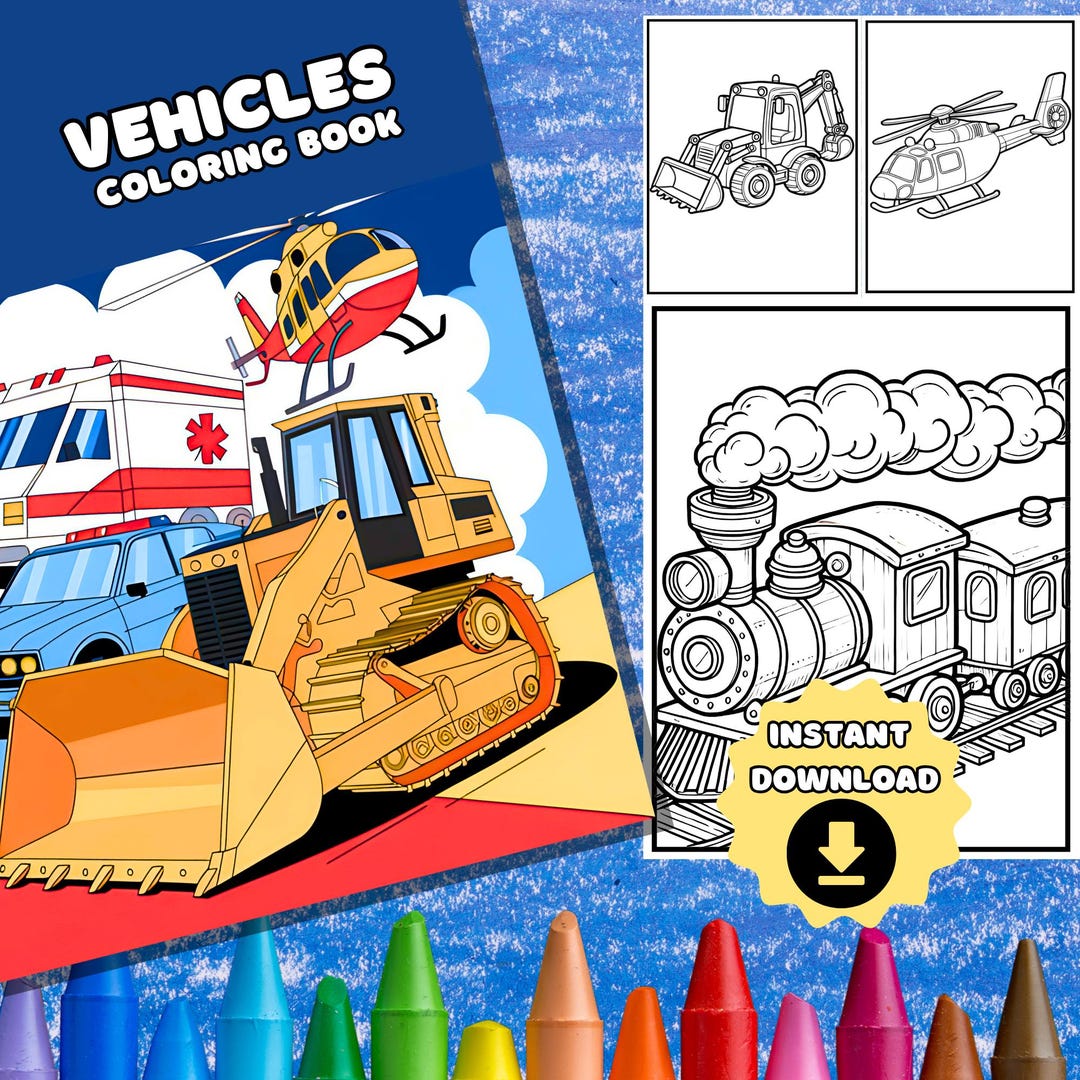 Vehicles Coloring Pages for Kids Printable Transportation Coloring ...