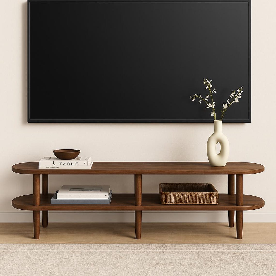 Modern Solid Wood Tv Stand, Media Stand, Tv Stand With Shelf, Wood Tv ...