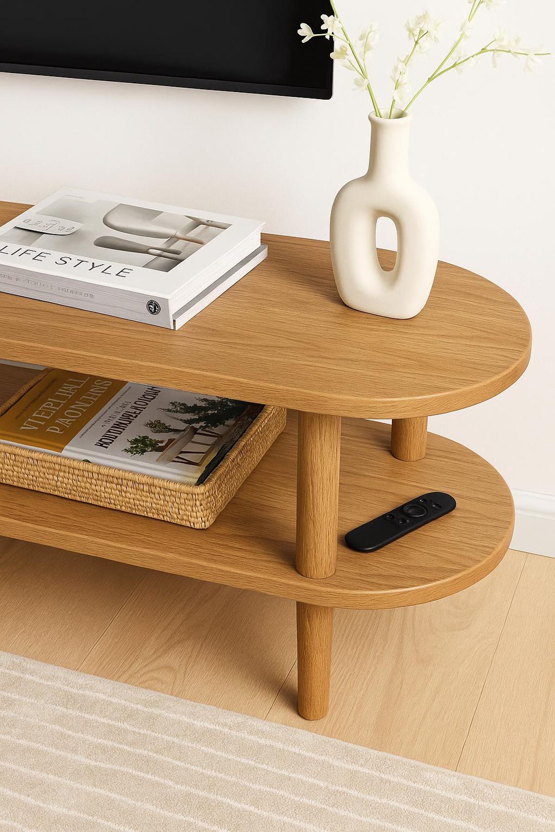 Modern Solid Wood Tv Stand, Media Stand, Tv Stand With Shelf, Wood Tv ...