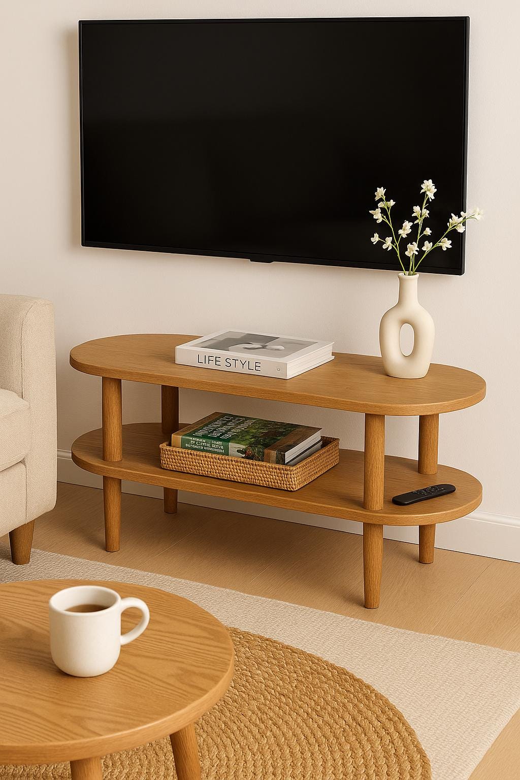 Modern Solid Wood Tv Stand, Media Stand, Tv Stand With Shelf, Wood Tv ...
