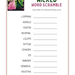 Wicked Word Scramble - Etsy