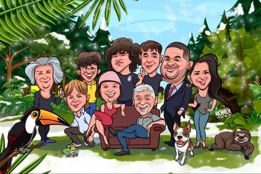 Custom Cartoon Family Portrait – Unique Hand-drawn Character Art From ...