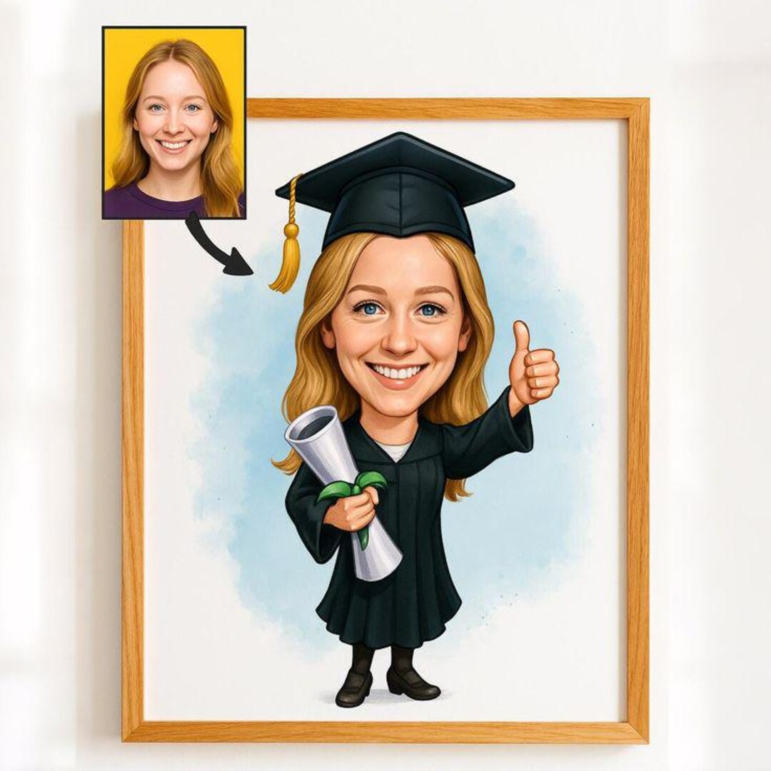 Custom Graduation Cartoon Portrait – Personalized Graduate Art -custom ...