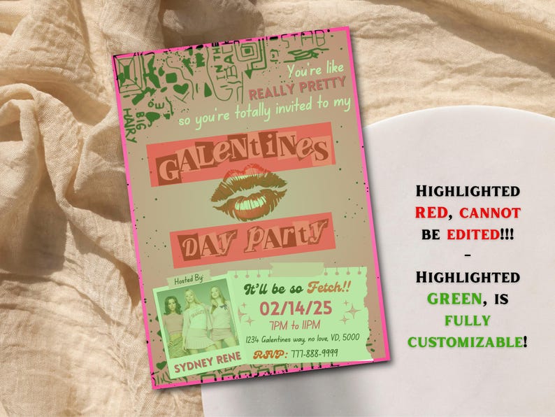 Editable Mean Girls Galentine’s Party Invitation Template | Burn Book ...