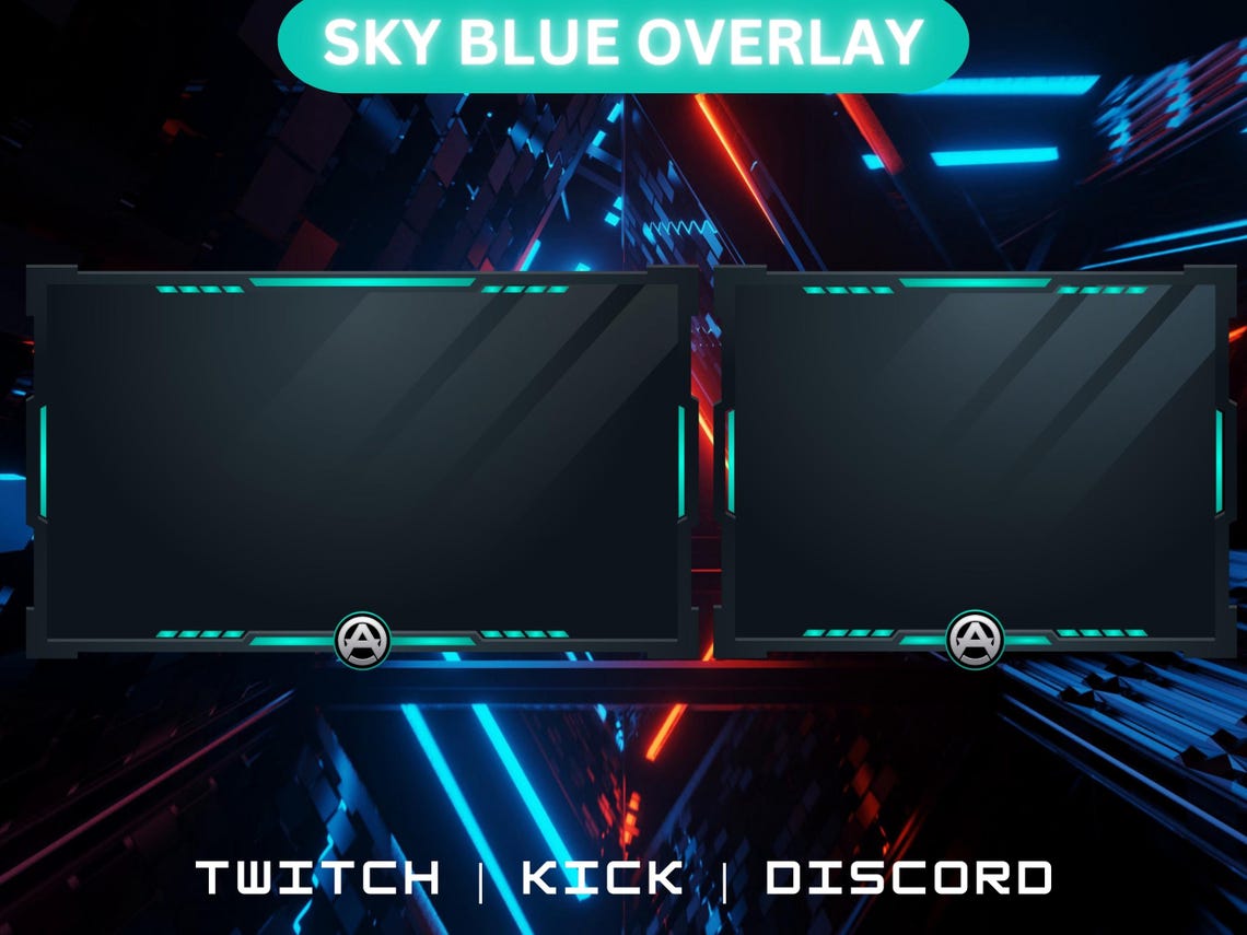 Twitch Sky Blue Overlay Package | Static Stream Overlay Twitch, Kick or ...