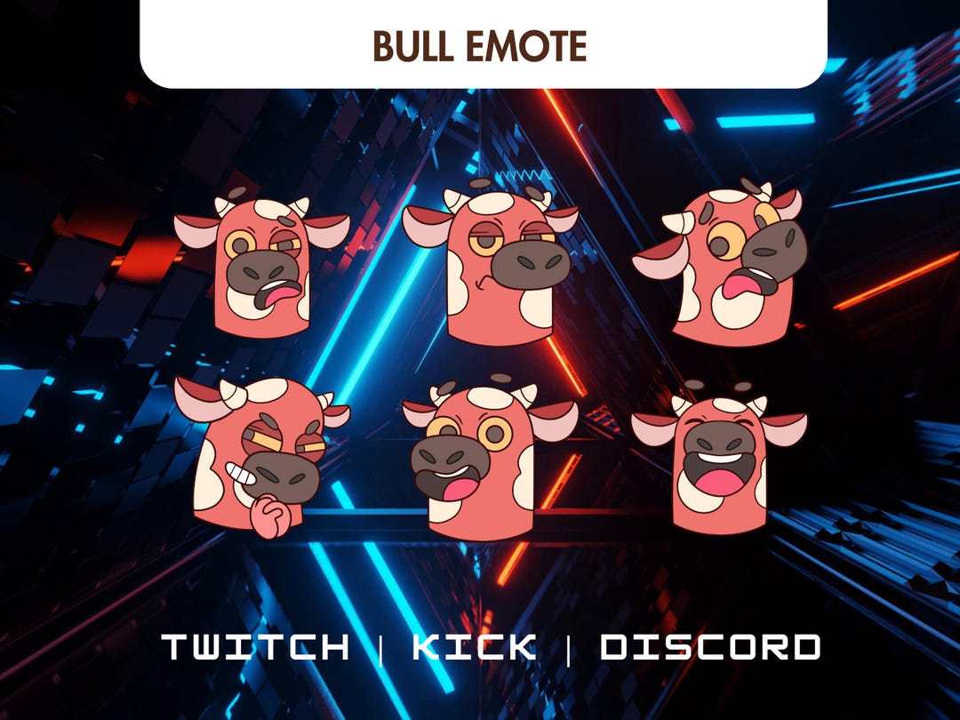 6 Static Bull Emotes Bundle Pack - Twitch, Youtube, Discord | Animal ...