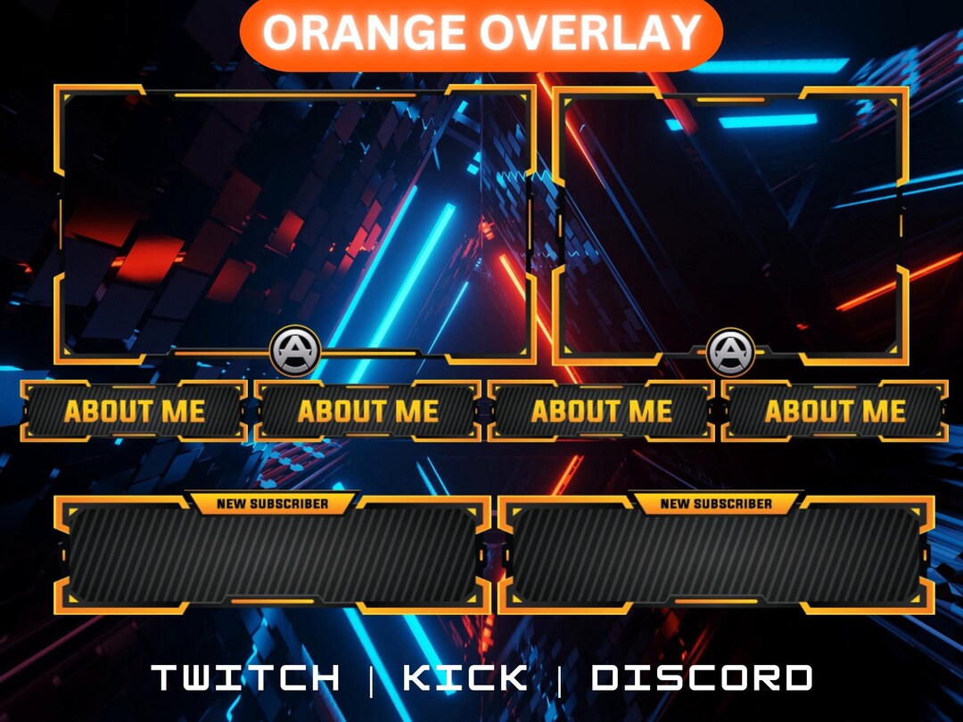 Static Orange Stream Overlay Bundle | Includes Web Frame, Screen and ...
