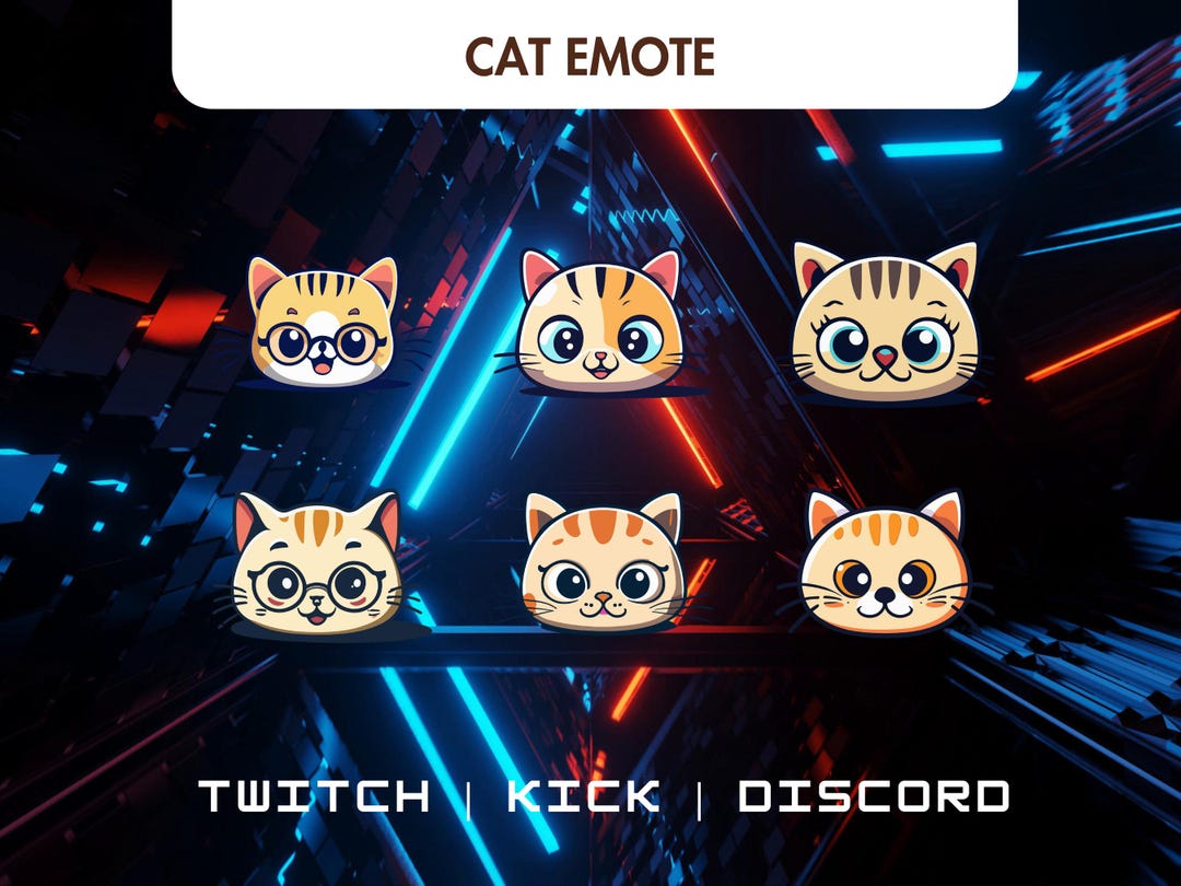 6 Cute Cat Emotes | Instant Digital Download | Twitch, Discord, Youtube ...