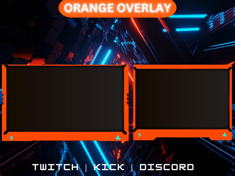 Static Orange Stream Overlay Package | Webcam, Screen and Panels for ...