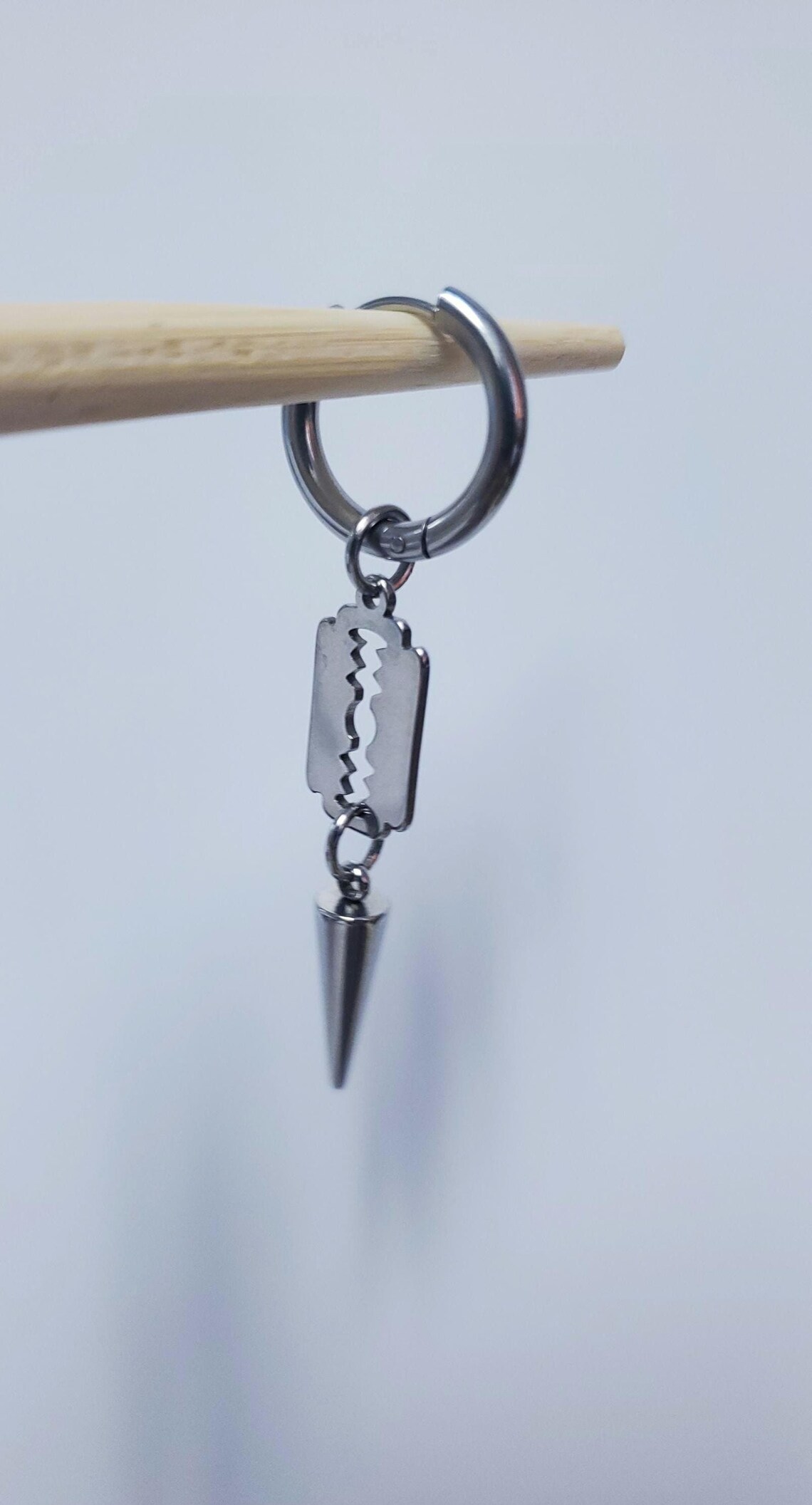 Razor Blade Dangle Earrings / Cone Hoop Earrings | Hollow Blade, Grunge ...