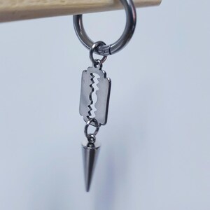 Razor Blade Dangle Earrings / Cone Hoop Earrings | Hollow Blade, Grunge ...