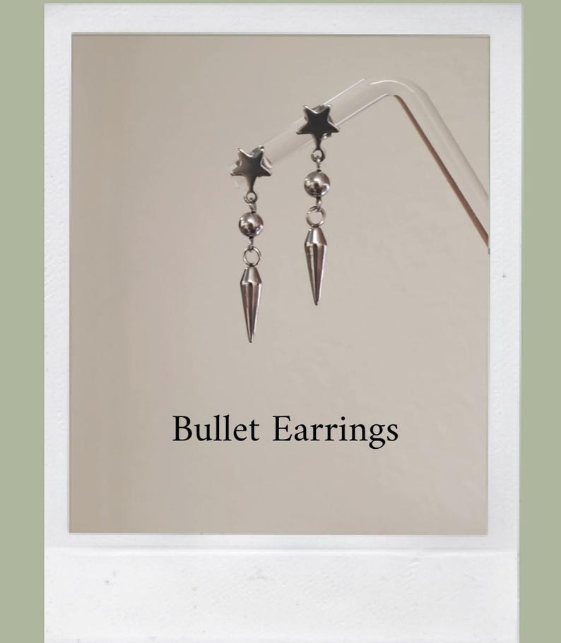Geometric Spike Bullet Star Stud Dangle Earrings | Stainless Steel - Etsy