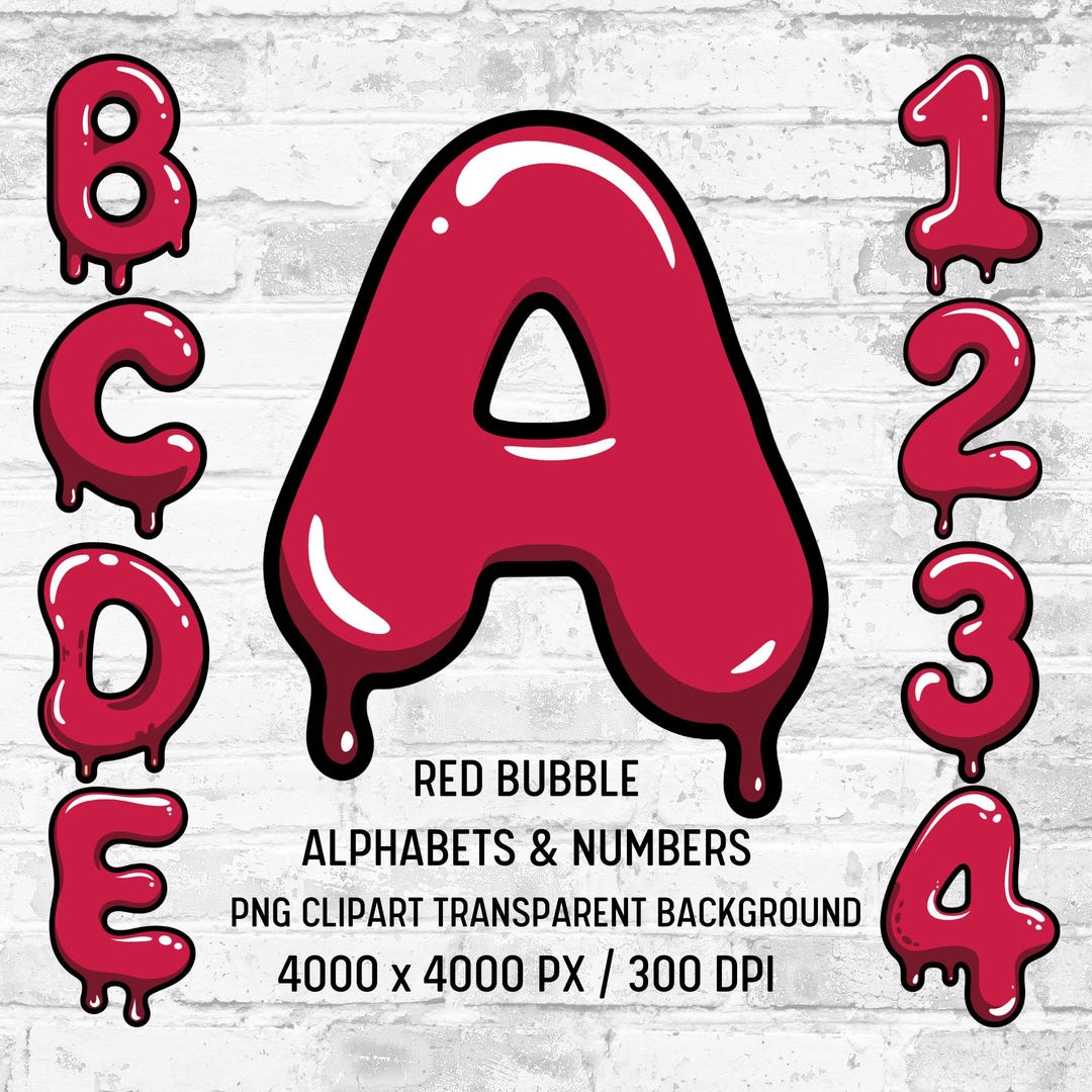 Graffiti Alphabet Red Color PNG, Dripping Bubble Graffiti Letters ...