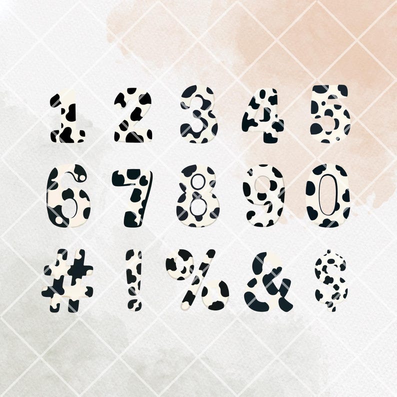 Cow Print Alphabet Clipart, Farm Animal Letters PNG, Black and White ...