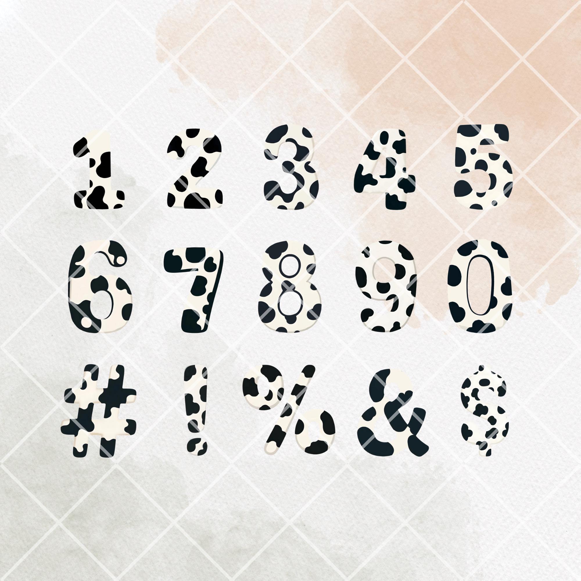 Cow Print Alphabet Clipart, Farm Animal Letters PNG, Black and White ...