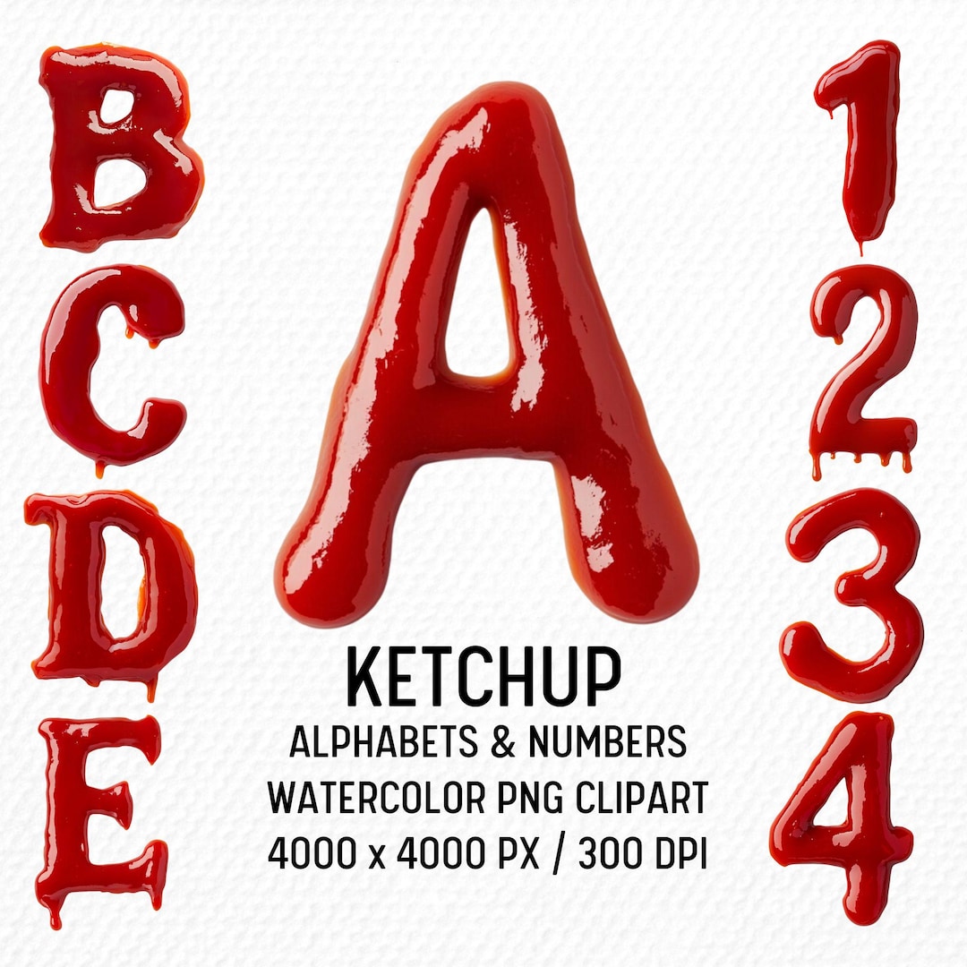 Ketchup Letter Clipart PNG Bulletin Board Kit Condiment Alphabet ...