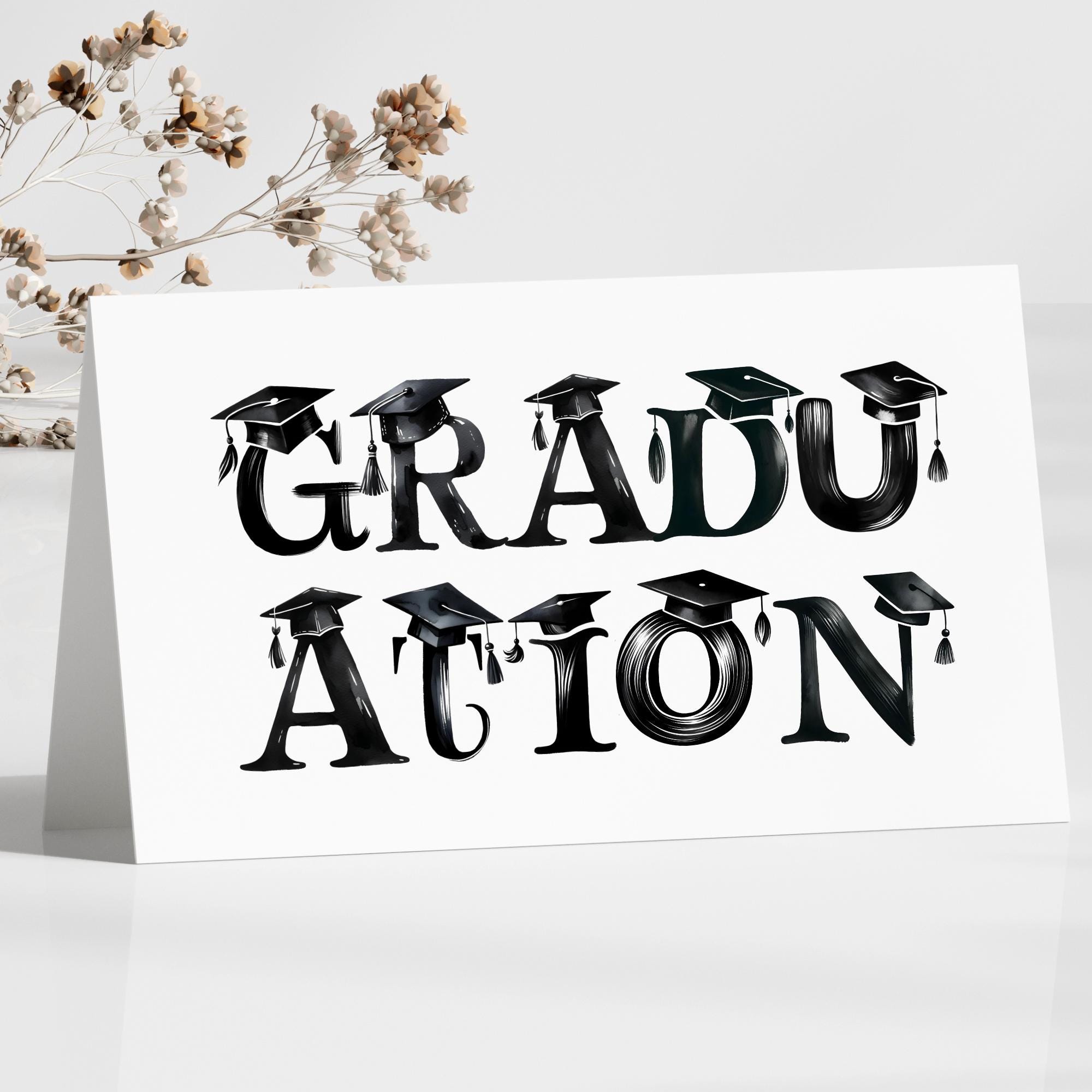 Graduation Alphabet Clipart, Diploma Letter PNG, Cap Font, Graduation ...