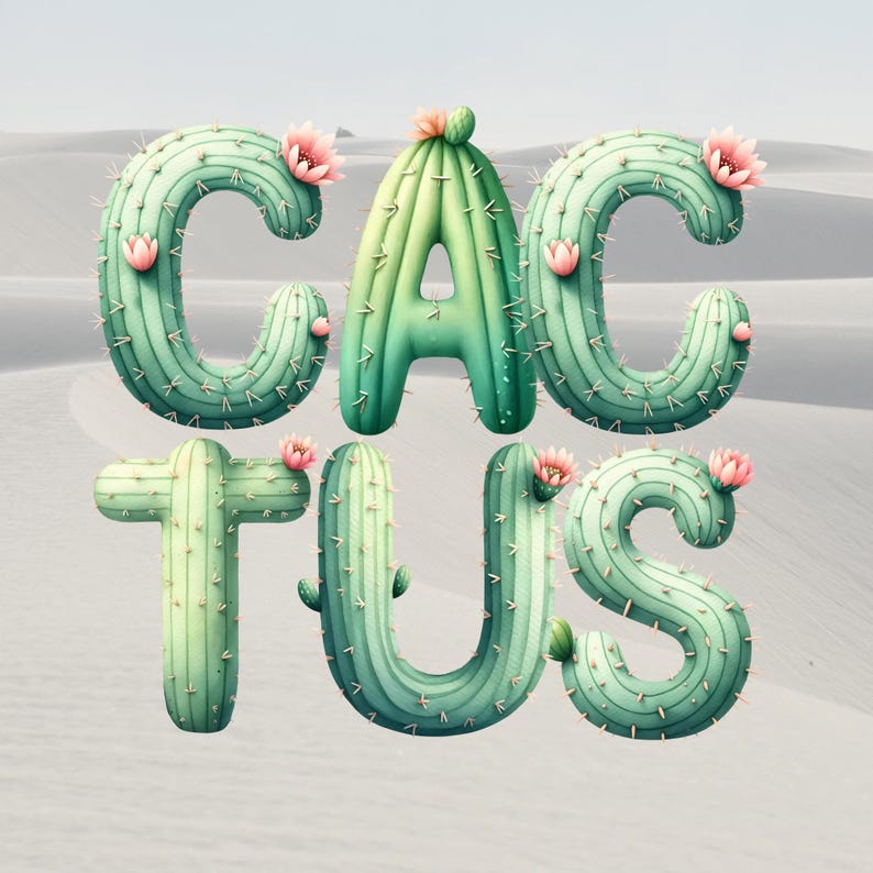 Cactus Alphabet Clipart: Desert Plant Font (PNG Digital Download) - Etsy