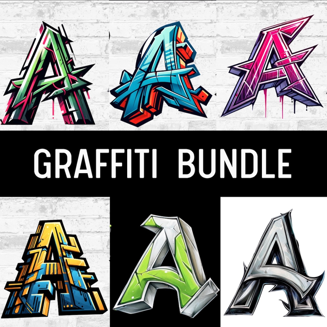 Graffiti Alphabet PNG Bundle: Urban Font Designs (digital Download) - Etsy