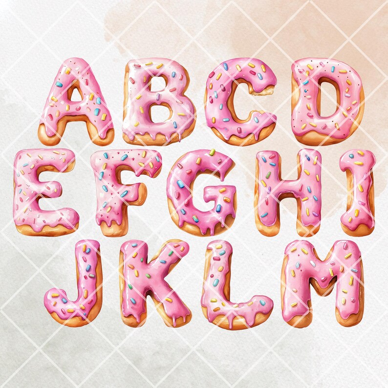 Pink Donut Letter Clipart: Frosted Alphabet PNG (digital Download) - Etsy